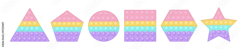 Set of geometric figures popit as a fashionable silicon toys for ...