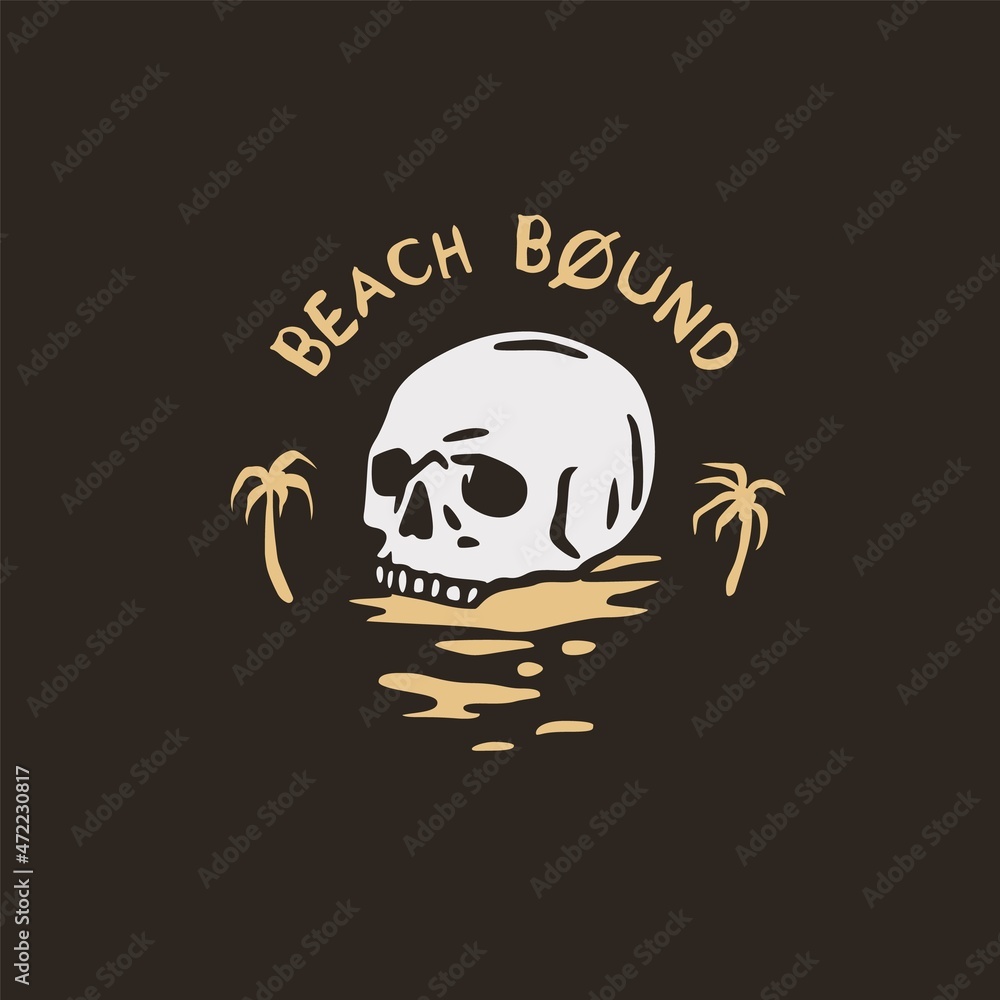 Beer skull at beach for print. Original brew design with skeleton for ...