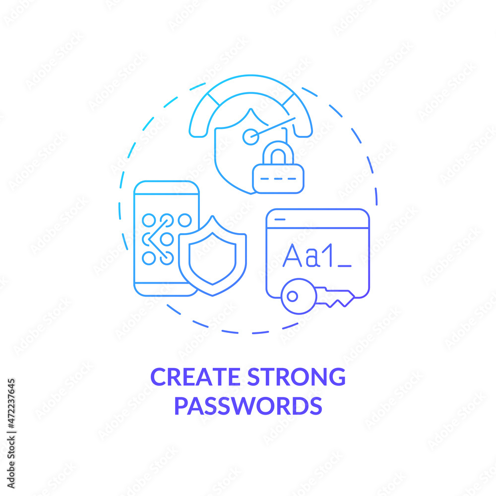 Strong password to save data blue gradient concept icon. Keeping ...