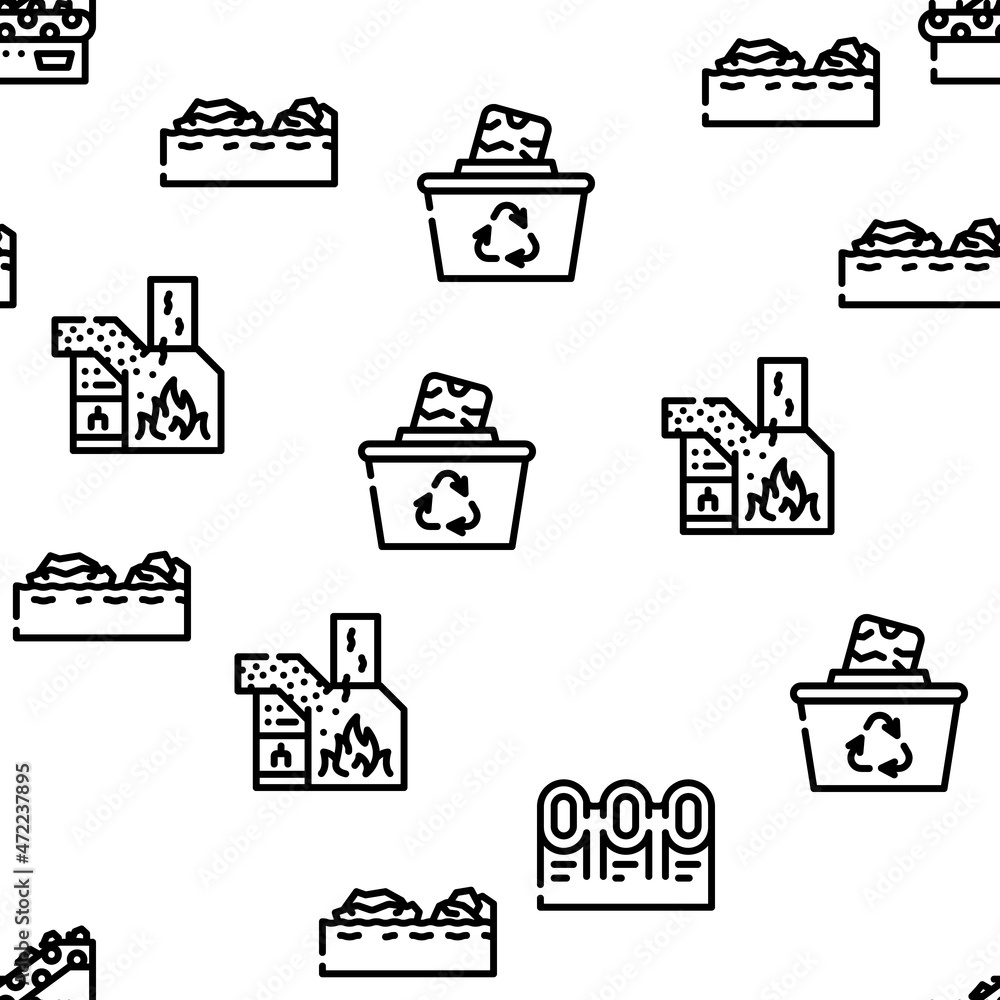 Solid Waste Management Business Vector Seamless Pattern Thin Line ...