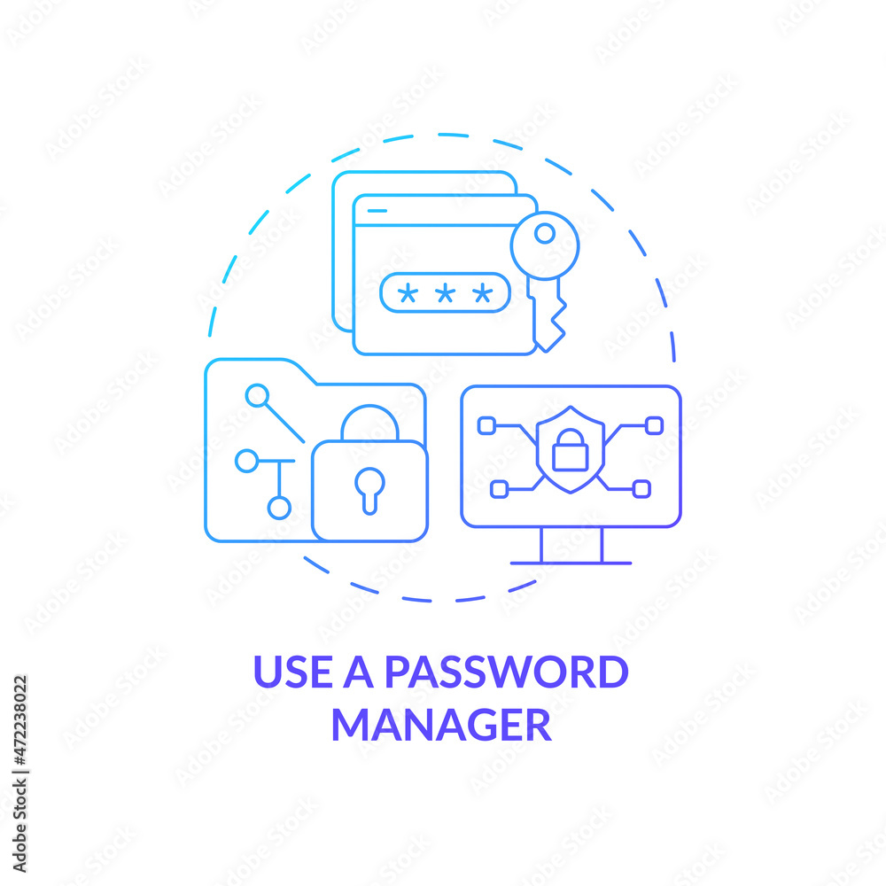 Password manager blue gradient concept icon. Generating complex ...