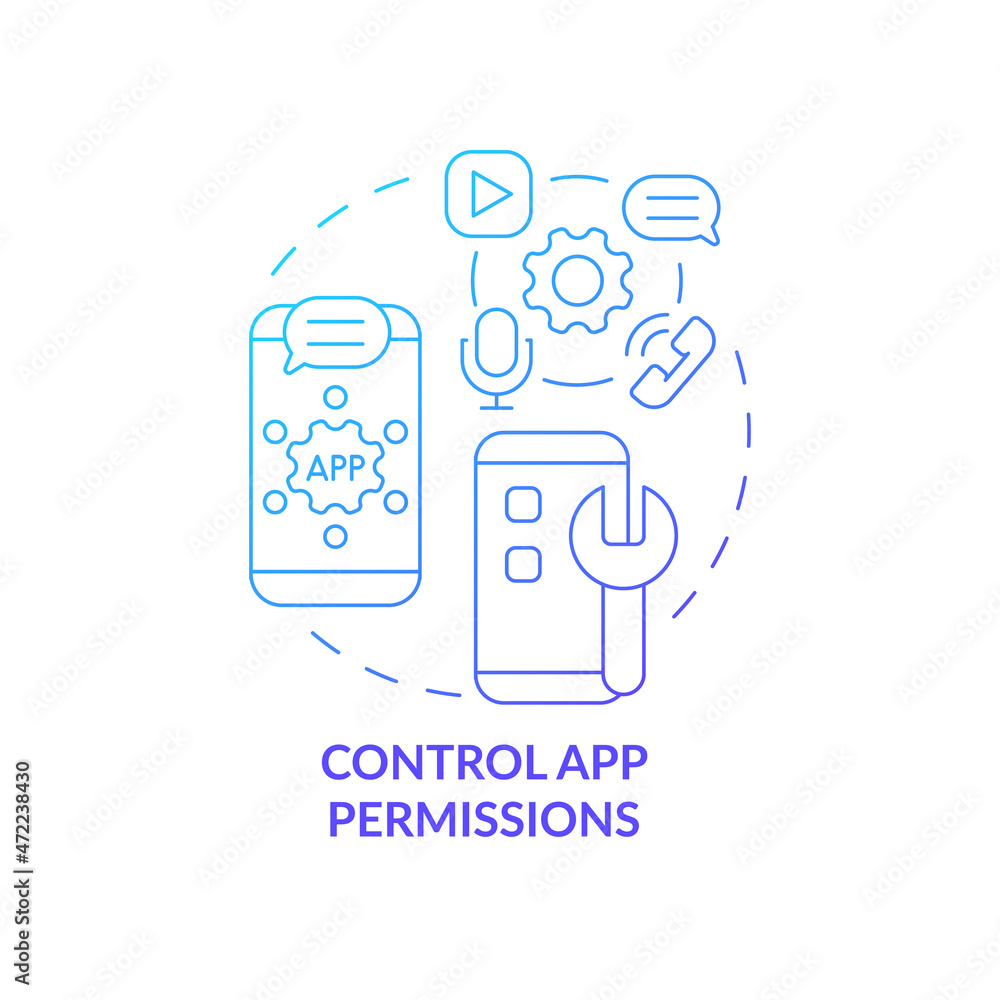 App Permissions Control Setup Blue Concept Icon Setting Application To