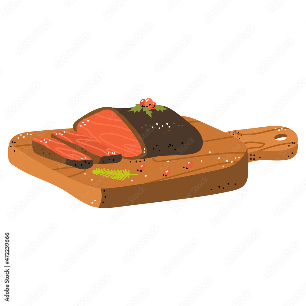 Roast beef vector cartoon Christmas food illustration isolated on a ...