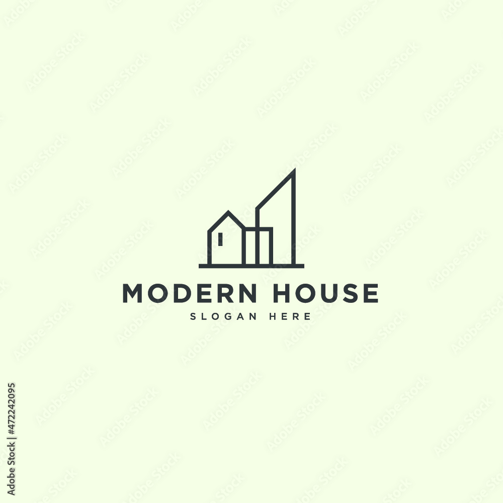 Modern house Building real estate property logo design Stock Vector ...
