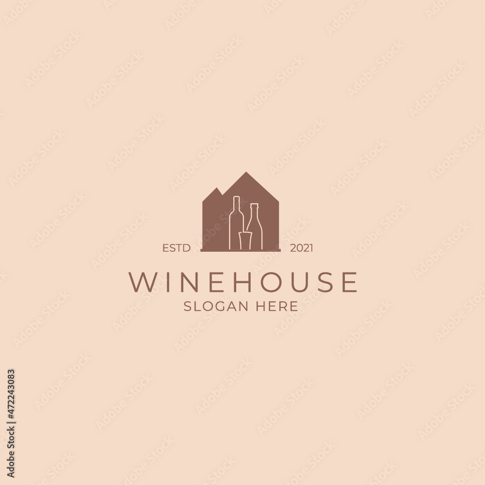 Liquor store shop cafe beer wine house logo design Stock Vector | Adobe ...