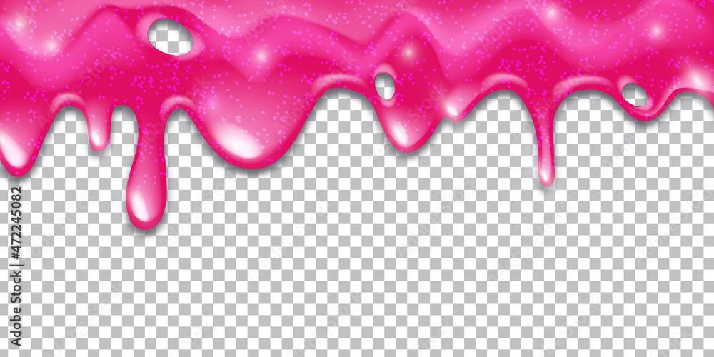 Pink slime vector glitter background, liquid dripping texture border ...