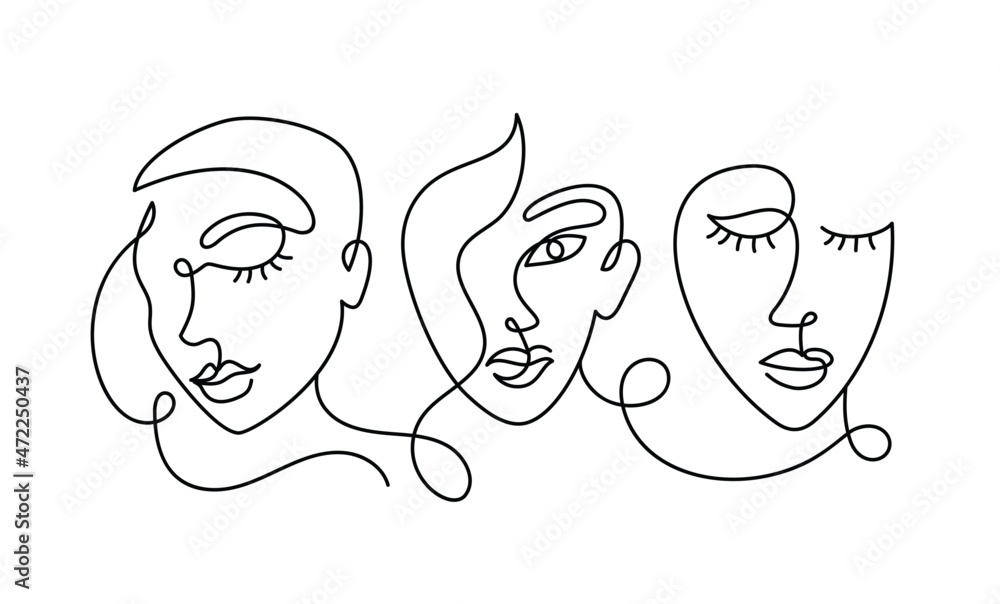 Face of an abstract woman in a modern abstract minimalist one line ...