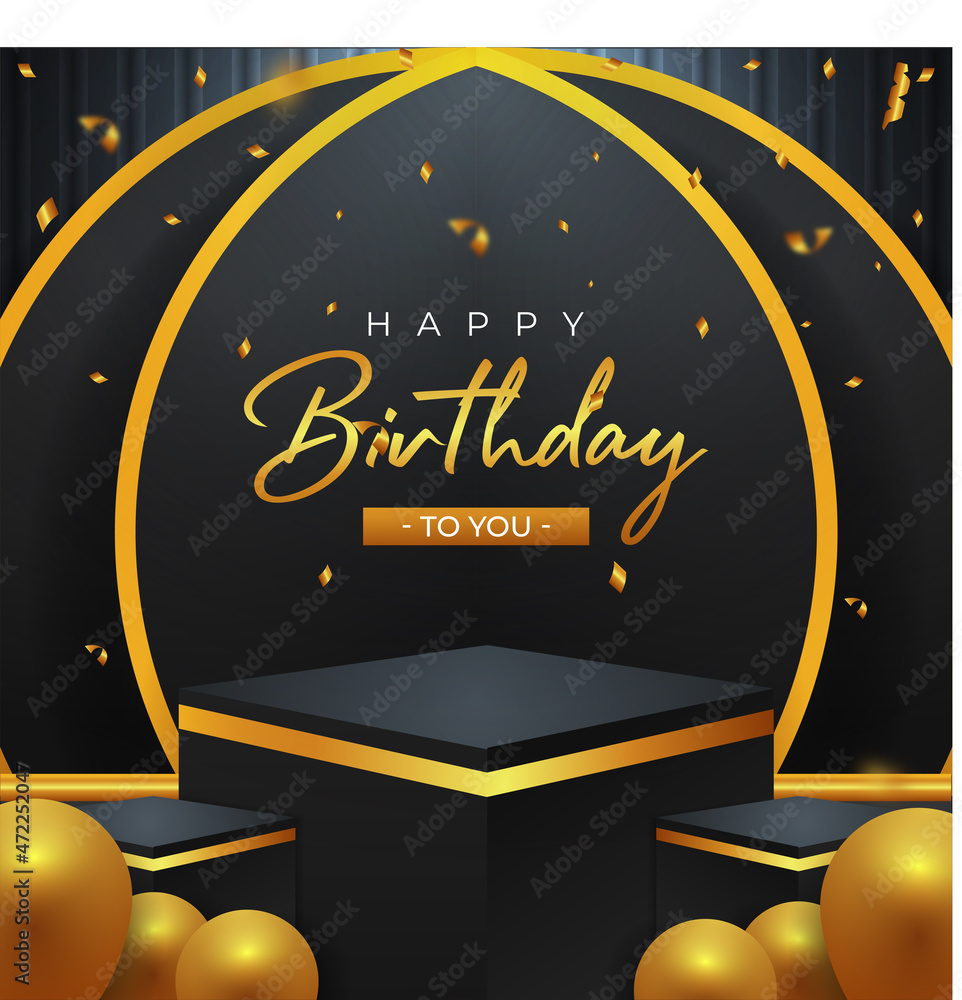 Elegant birthday background with realistic podium Stock Vector | Adobe ...