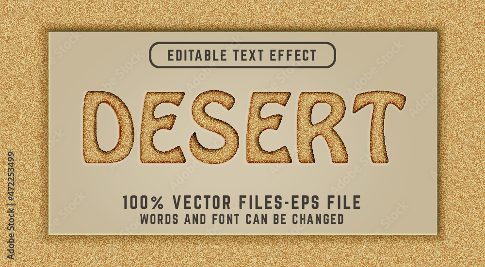 desert 3d text effect. editable text with sand texture premium vectors Stock Vector | Adobe Stock