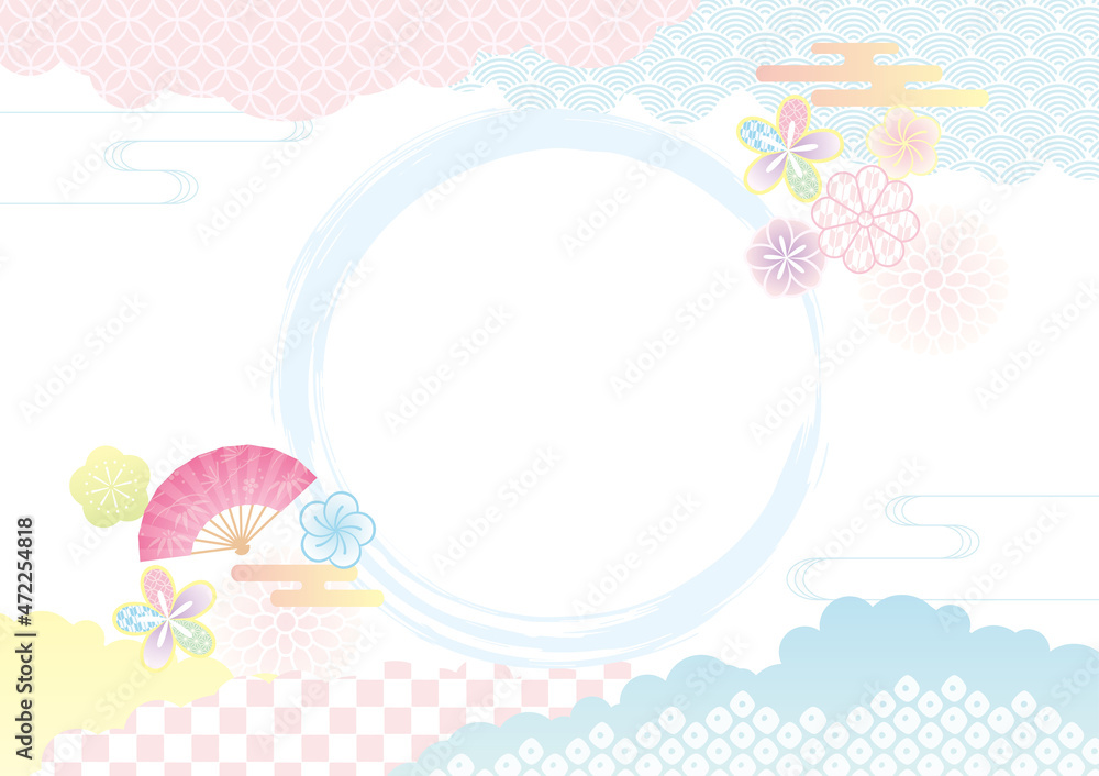 pastel color background with Japanese traditional patterns Stock Vector ...
