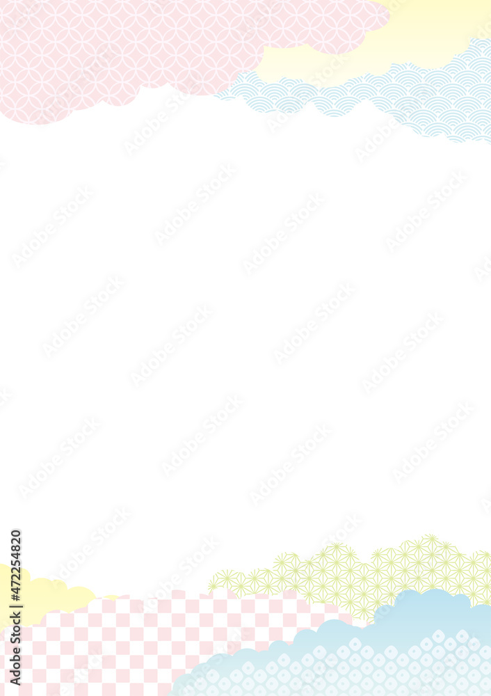 pastel color background with Japanese traditional patterns Stock Vector ...