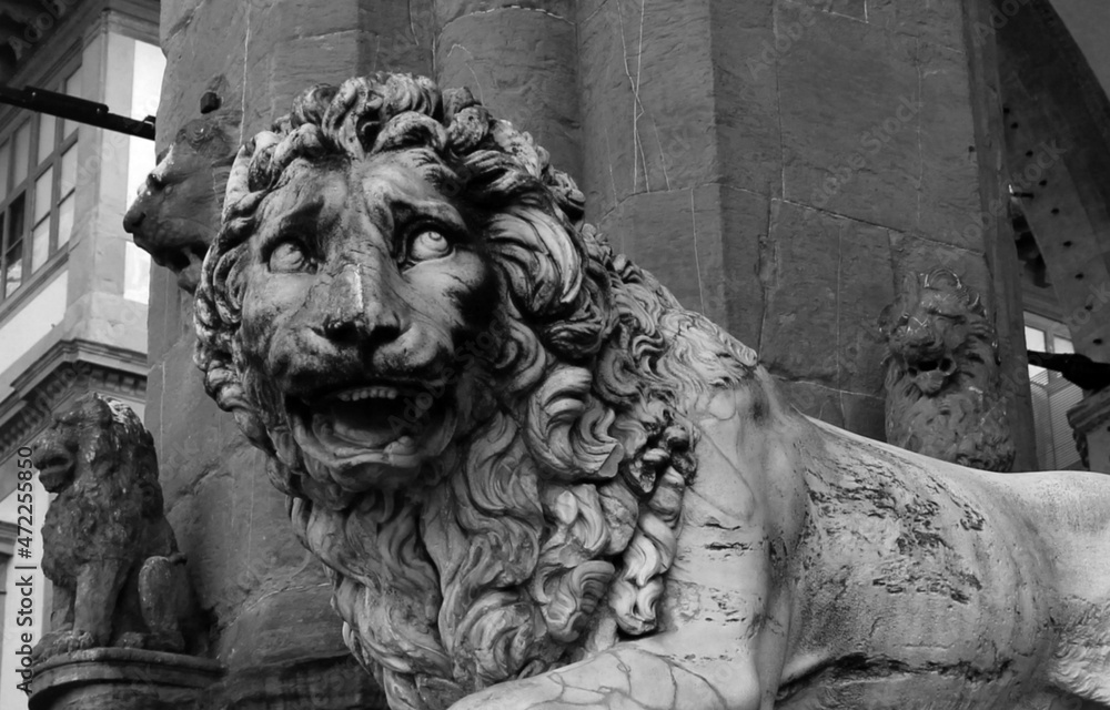 Renaissance sculptures in the Italian city of Florence. The famous ...