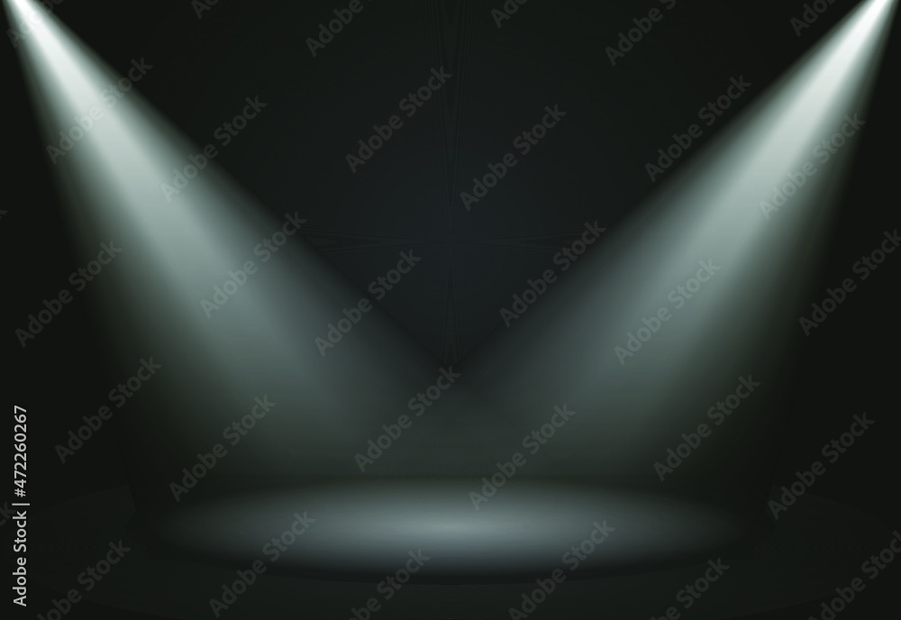 Spotlight on stage from 2 sides black background vector Stock Vector ...