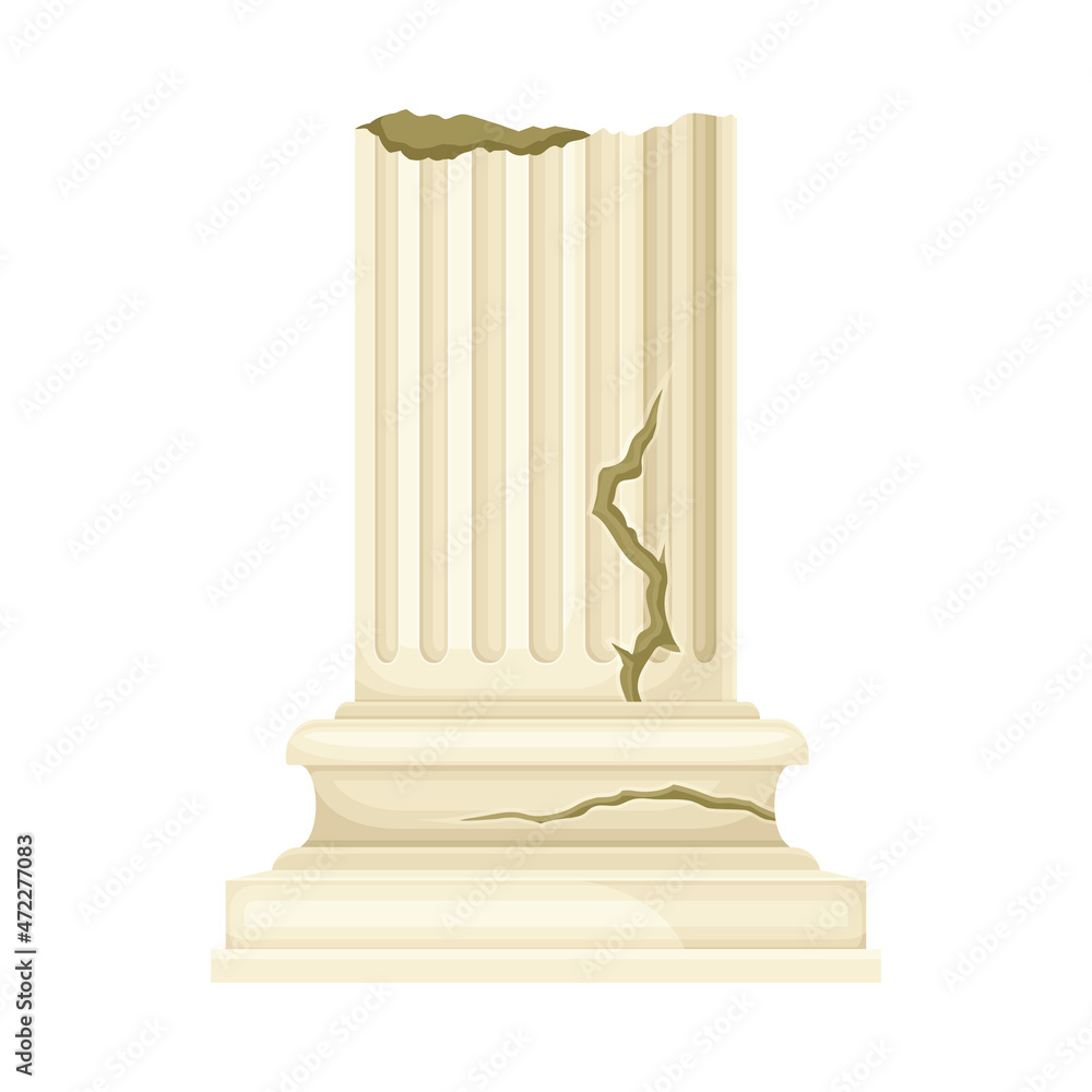 Broken marble pillar, roman stone column ruin, ancient temple ...