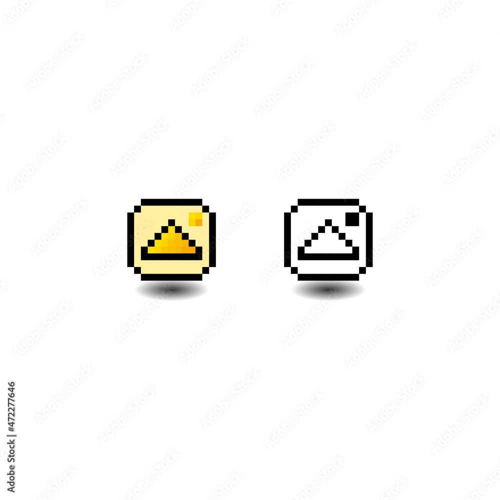 Pixel art 8-bit icon picture or image preview, isolated vector ...