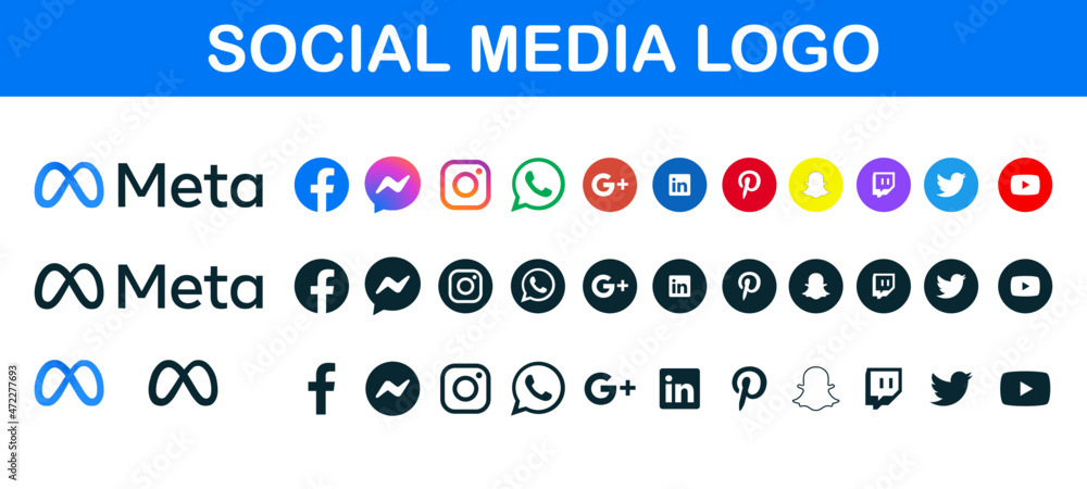 A set of social network logos. Social media icons. Facebook, Instagram ...