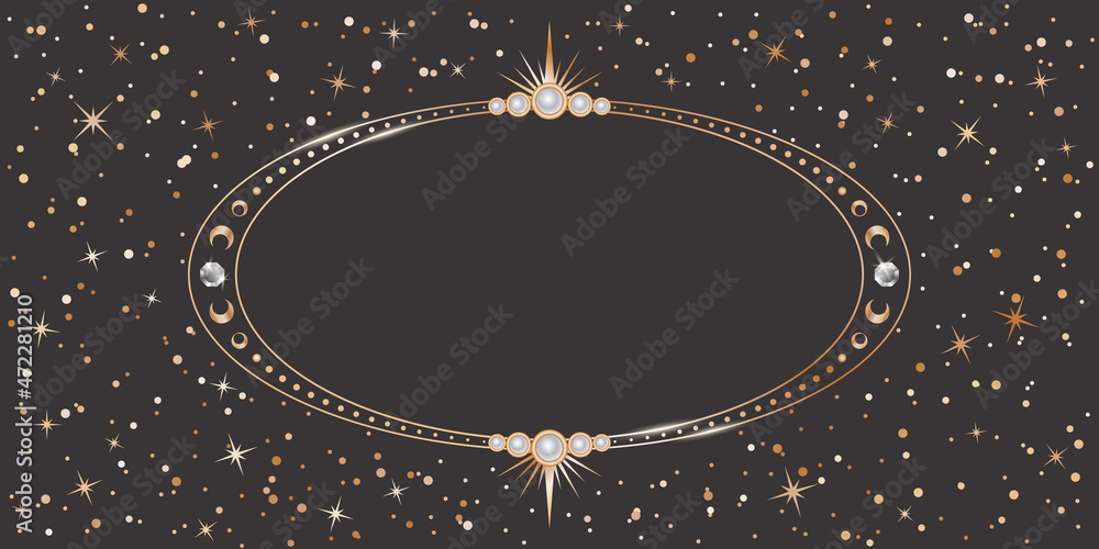 Ornate celestial card template. Festive dark vector astrological ...