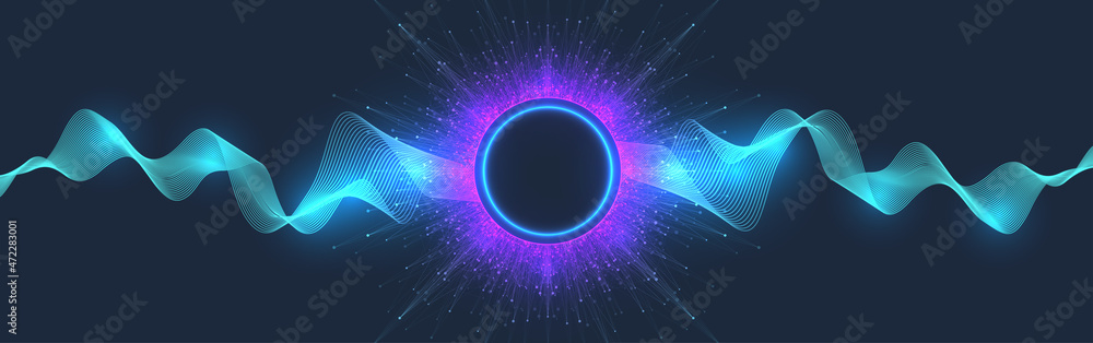 Quantum computer technology banner design template concept ...