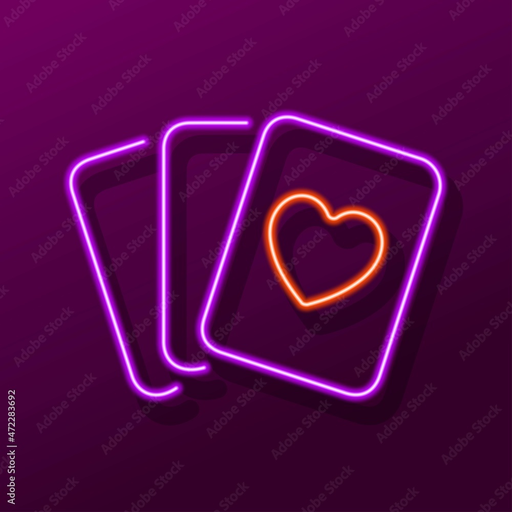 game cards neon sign, modern glowing banner design, colorful modern ...