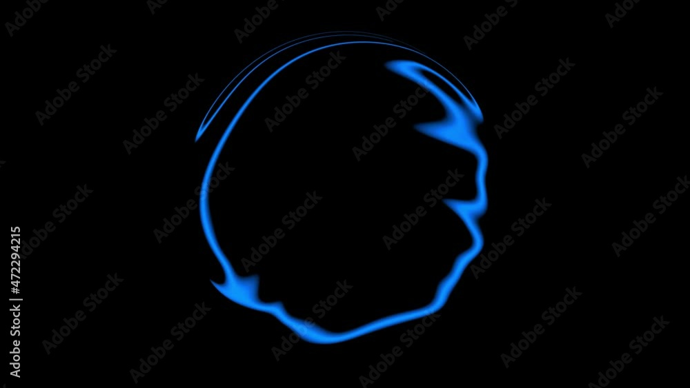 Wavy blue glowing ball. Abstract smooth liquid shape. Seamless loop. 3D ...