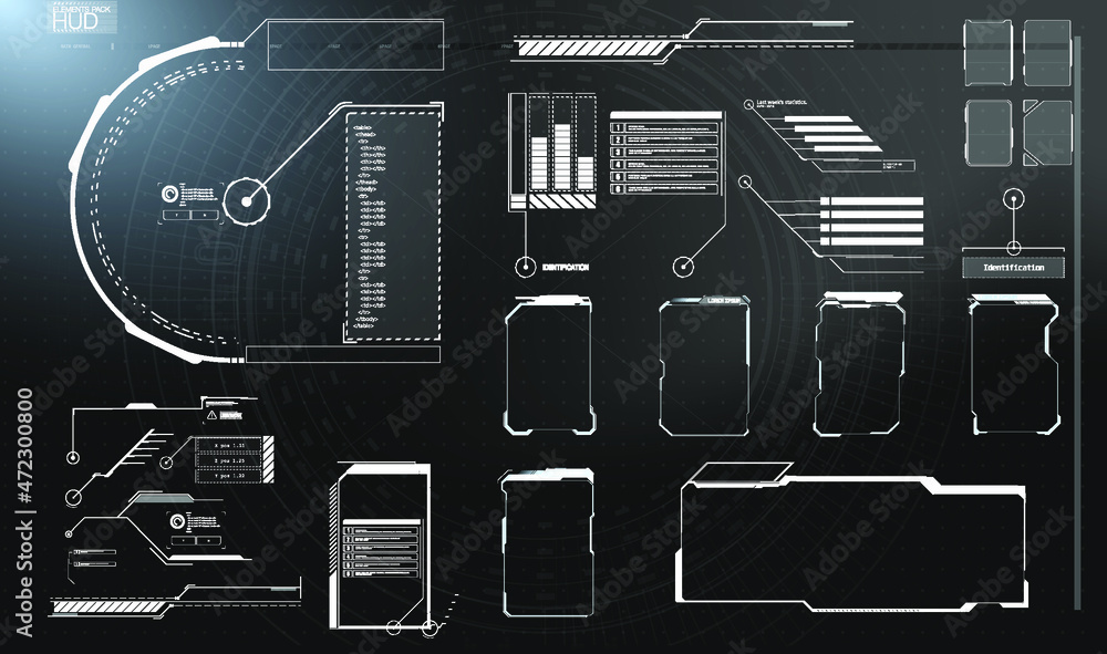 Futuristic Vector HUD Interface Screen Design. Digital callouts titles ...
