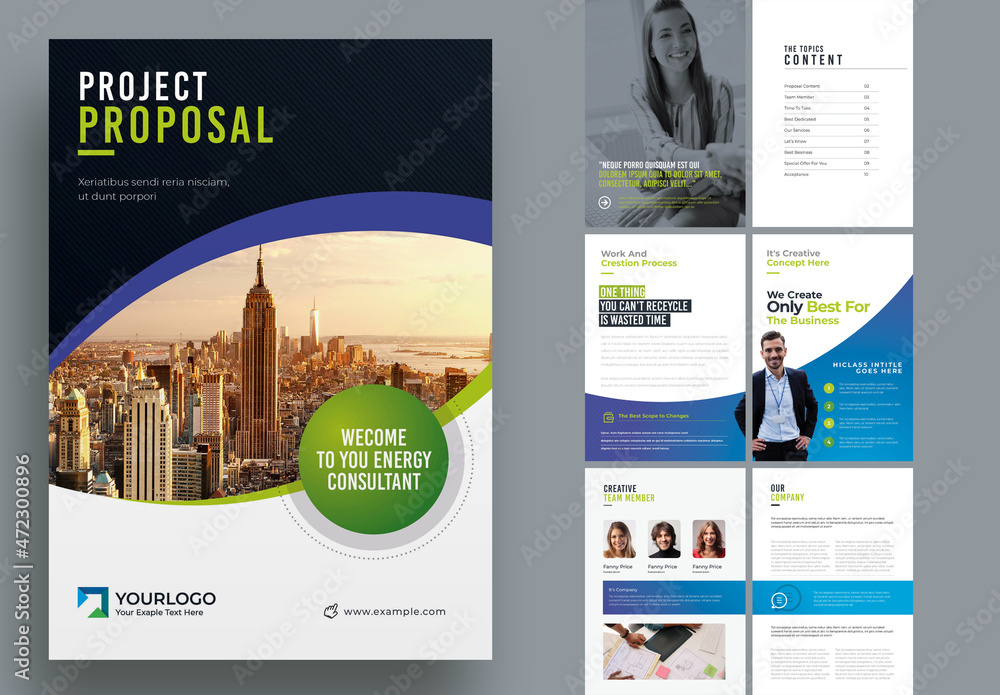 Green Energy Creative Project Proposal Stock Template | Adobe Stock