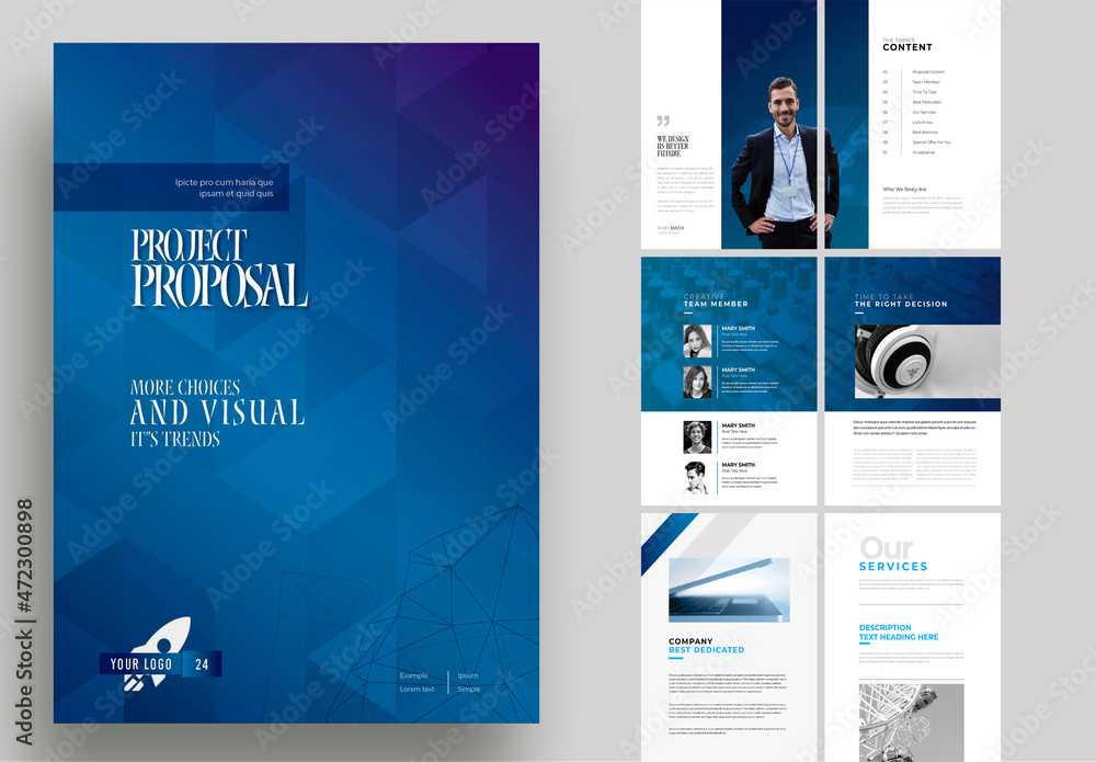 Technology Business Project Proposal Layout Stock Template | Adobe Stock