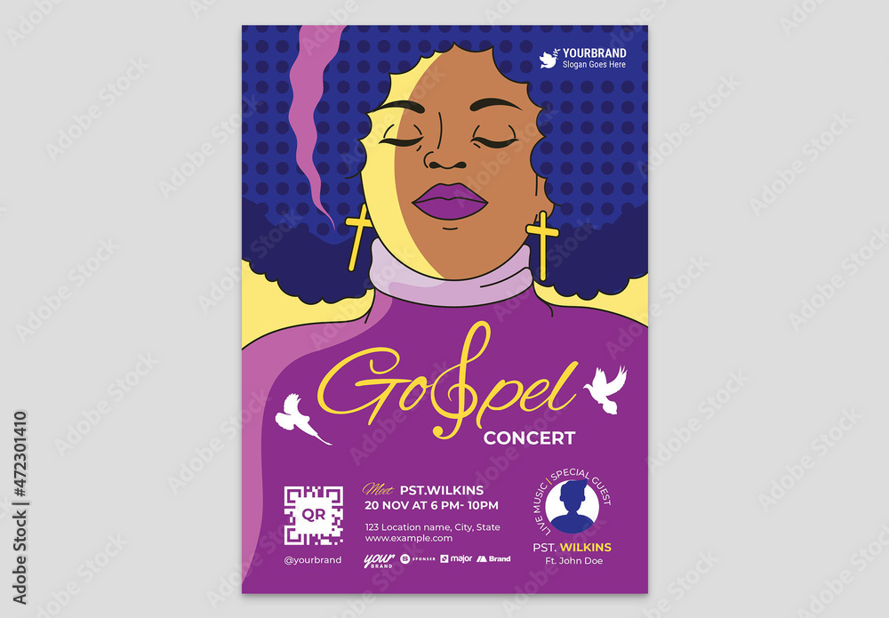 Gospel Music Concert Church Singing Event Flyer Layout Stock Template ...