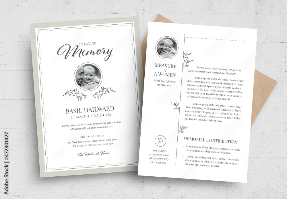 Simple Christian Church Obituary Funeral Memorial Service Announcement ...