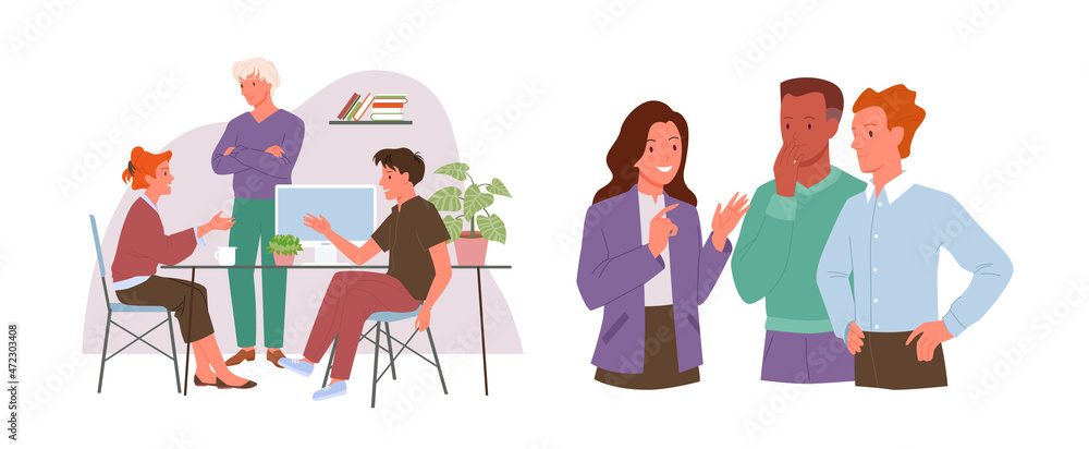 Team of business people meeting in office for discussion vector ...