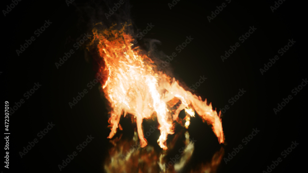 Burning Collection. Fire spider. Nature and animals concept. Orange ...