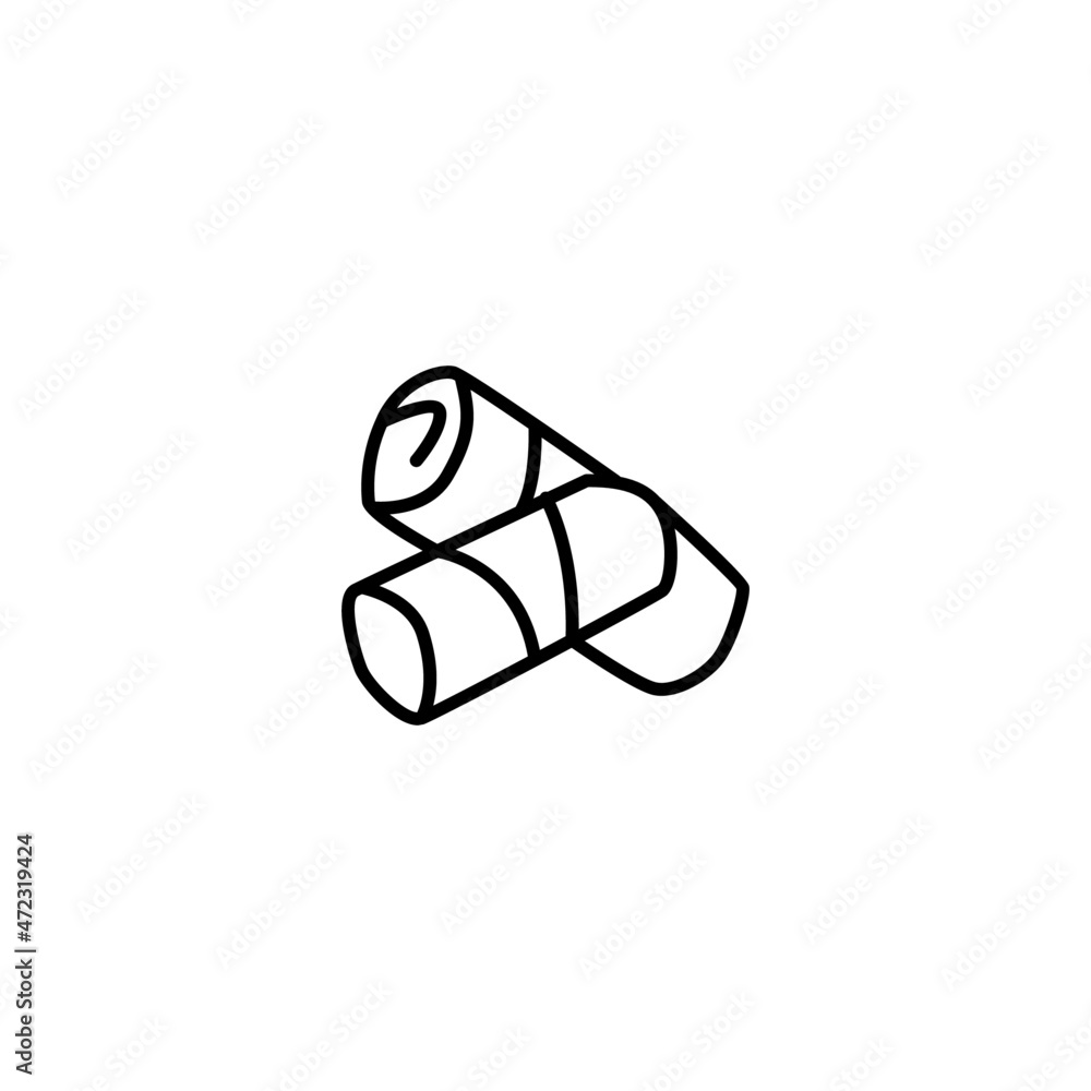 Egg roll icon symbol in flat black line style, isolated on white ...