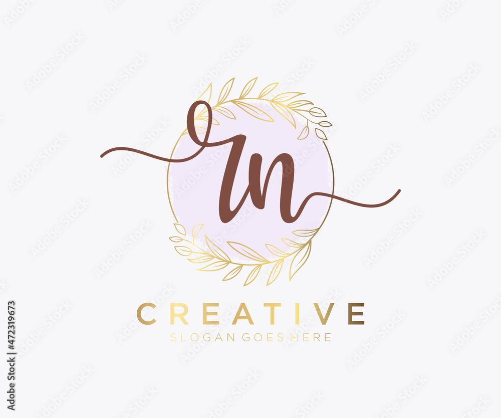 Initial RN feminine logo. Usable for Nature, Salon, Spa, Cosmetic and ...