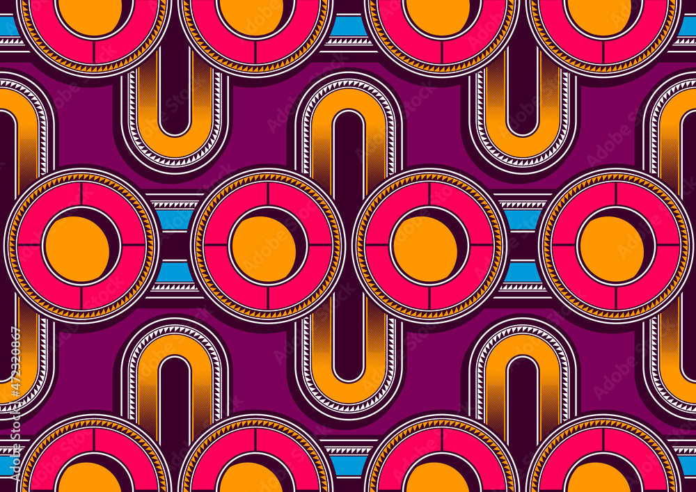 seamless pattern of african textile art, neat circle and curves ...