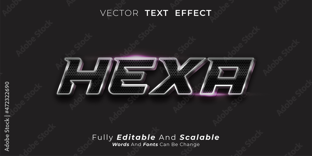 Hexa text effect, Editable three dimension text style Stock Vector ...