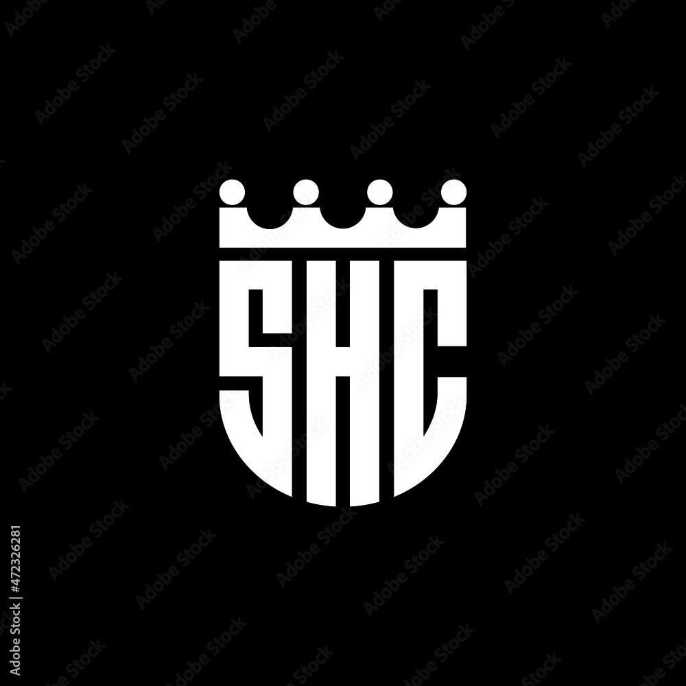 SHC letter logo design with black background in illustrator, vector ...