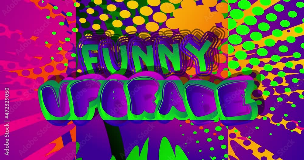Funny Upgrade. Motion poster. 4k animated Comic book word text moving ...
