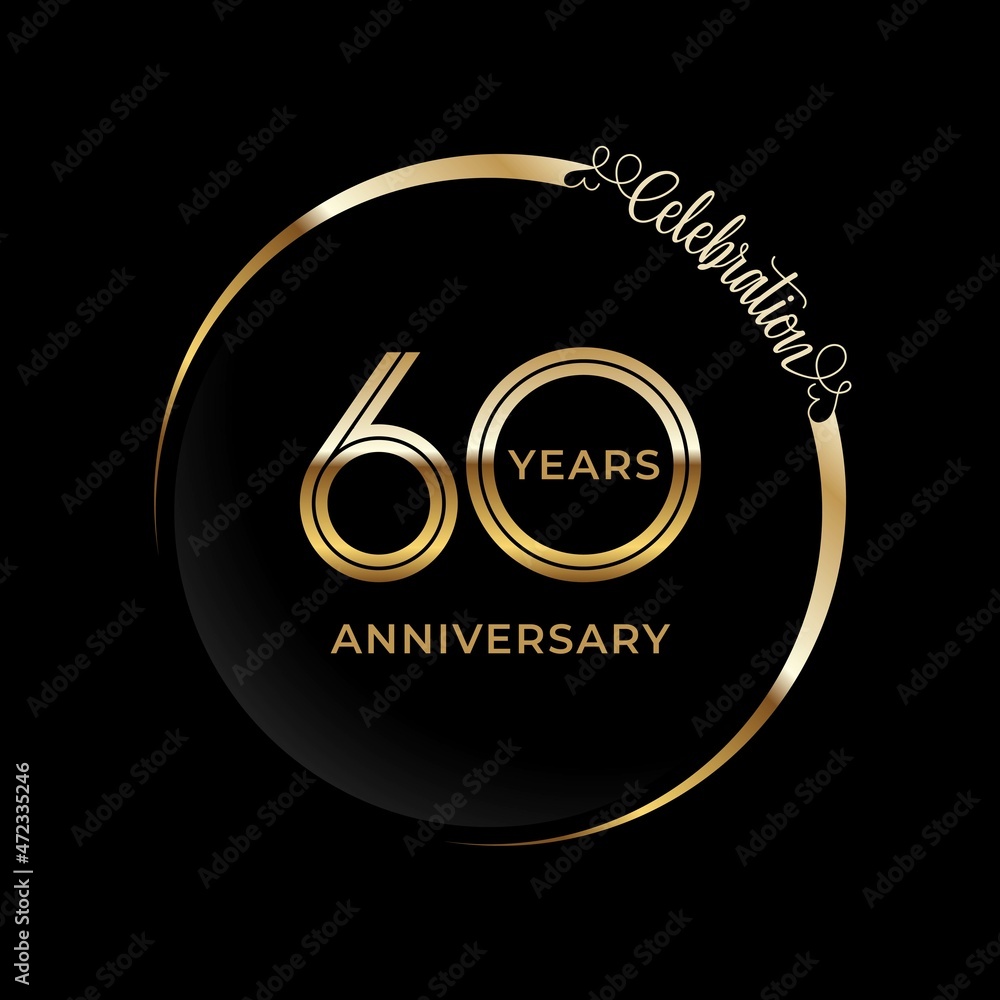 60th anniversary logotype. Golden anniversary celebration emblem design ...
