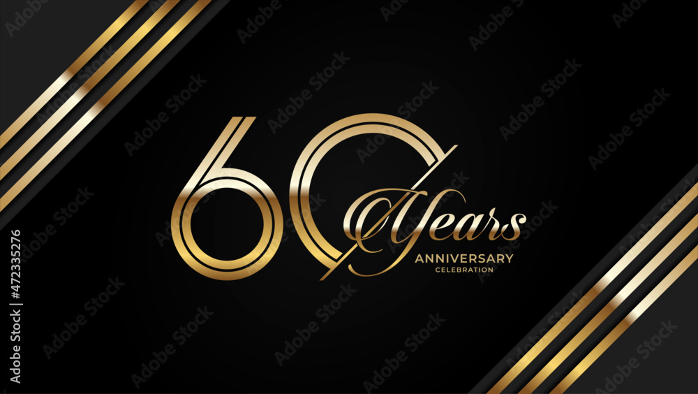 60th anniversary logotype. Golden anniversary celebration emblem design ...
