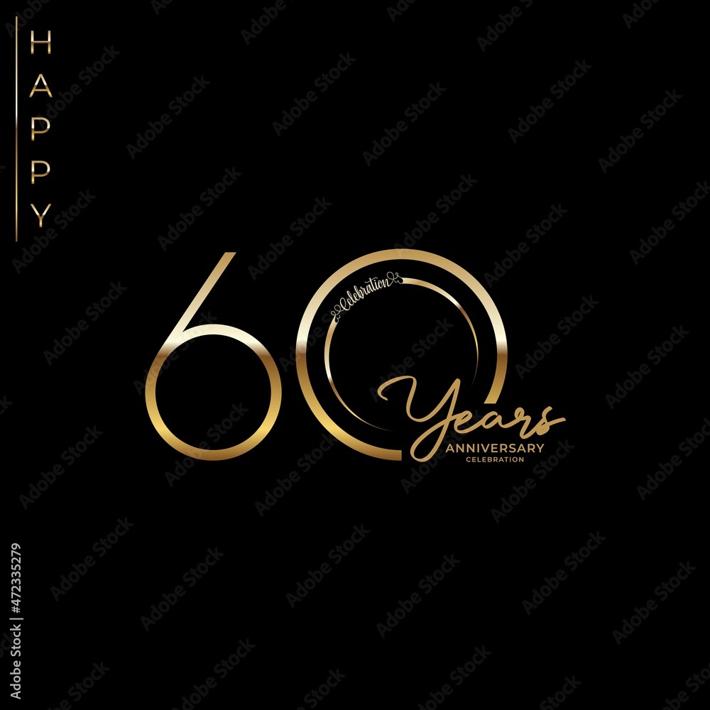 60th anniversary logotype. Golden anniversary celebration emblem design ...