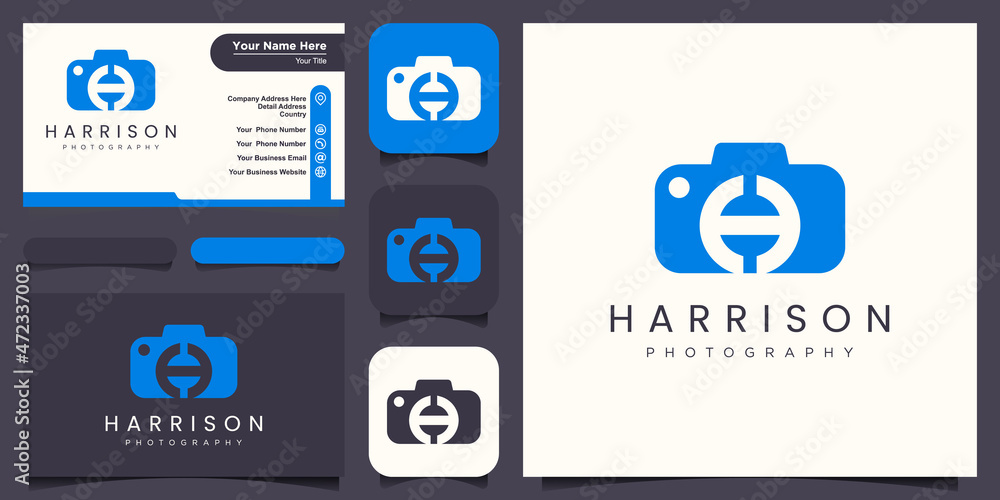 letter H camera logo. camera photography logo with letter H icon vector ...