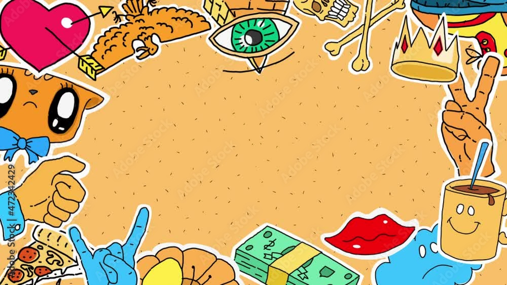 Animated Background Set Doodle Symbols Stock Video | Adobe Stock