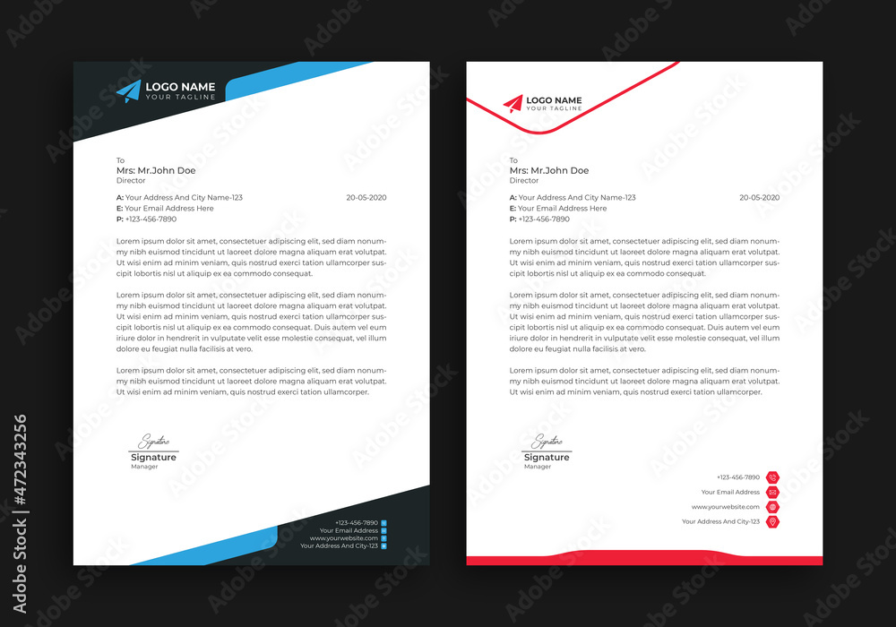 Vektorová grafika „Corporate Letterhead Template Design. With Two Types ... Vektorová grafika „Corporate Letterhead Template Design. With Two Types ...