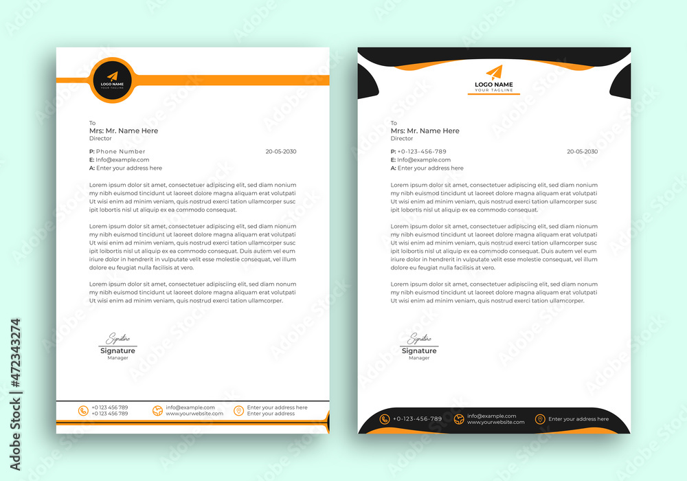 Corporate Letterhead Template Design. With Two Types Of Different ...