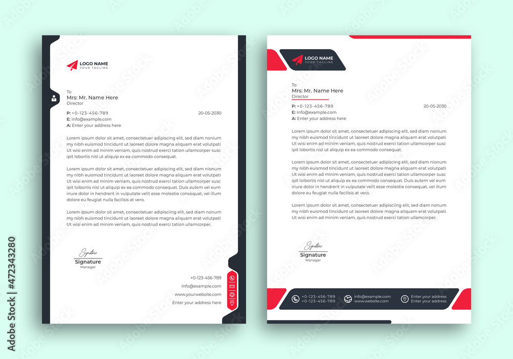 Vektorová grafika „Corporate Letterhead Template Design. With Two Types ... Vektorová grafika „Corporate Letterhead Template Design. With Two Types ...