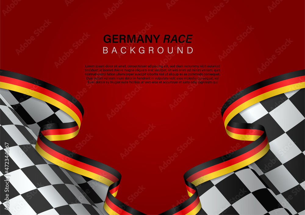racing flag with Germany flag color ribbon, Vector Illustration Stock ...