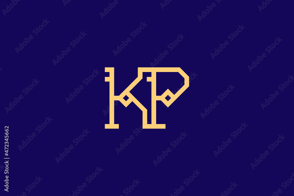 special unique initial KP logo and PK logo design. KP letter minimal ...