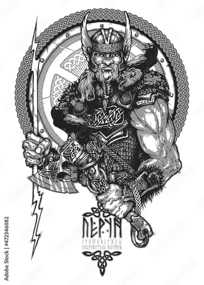 Póster Perun is the Slavic god of thunder, the patron saint of warriors ...