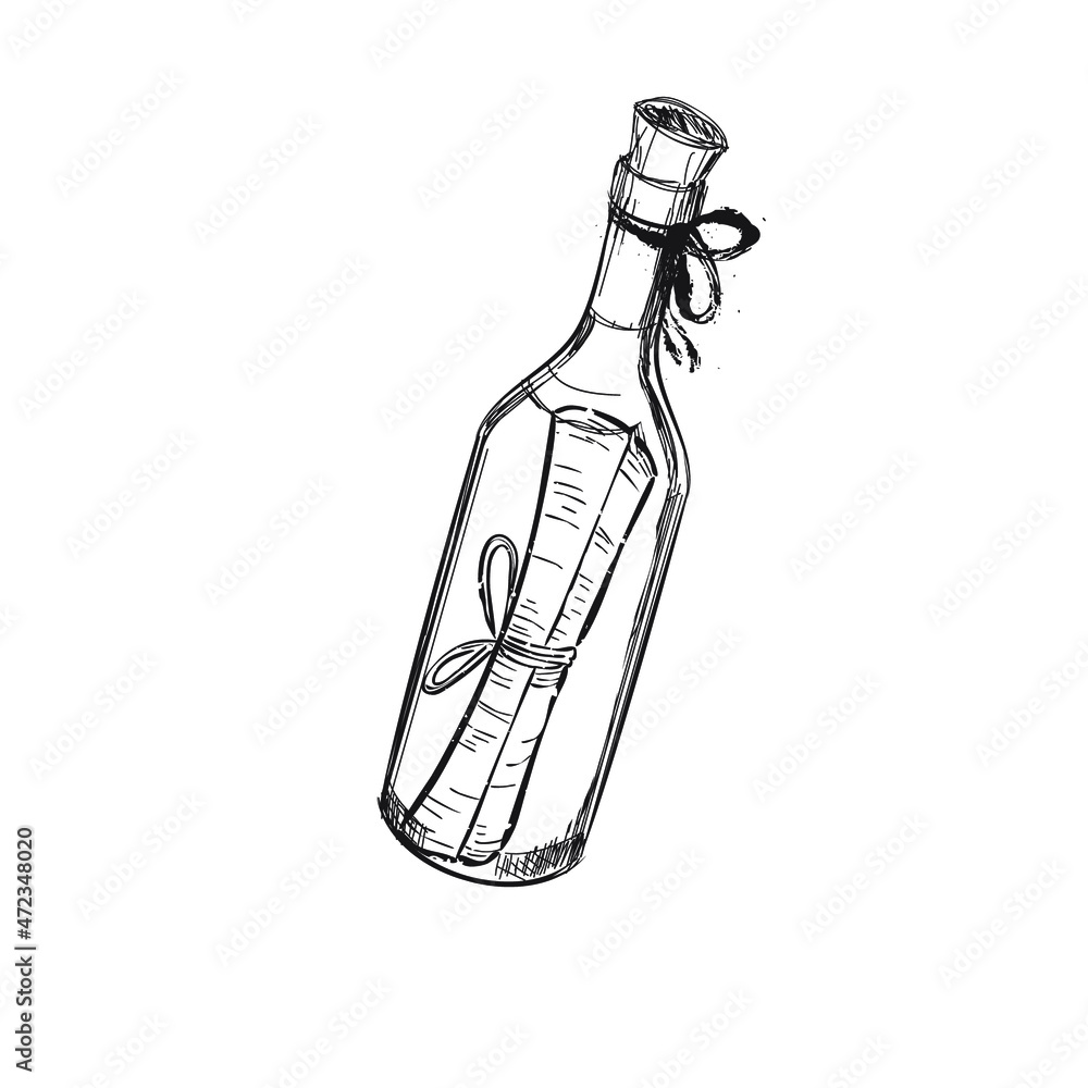 vector outline or hand image, with the theme of the letter message in a ...