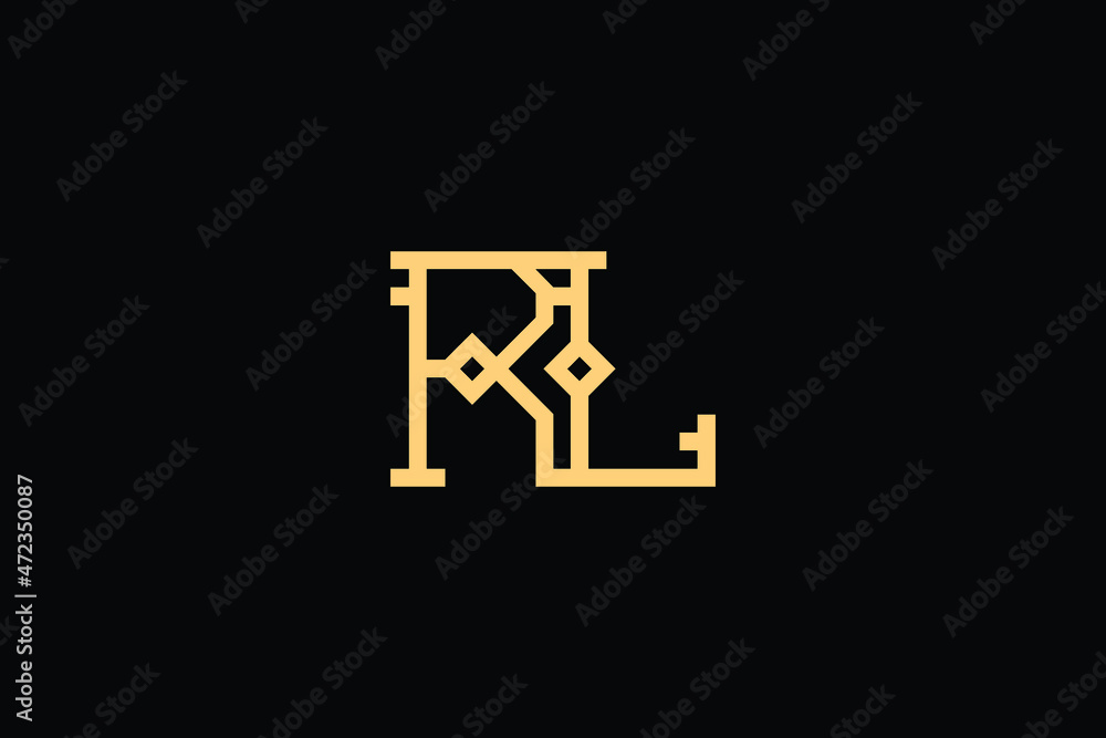 special unique initial RL logo and LR logo design. RL letter minimal ...
